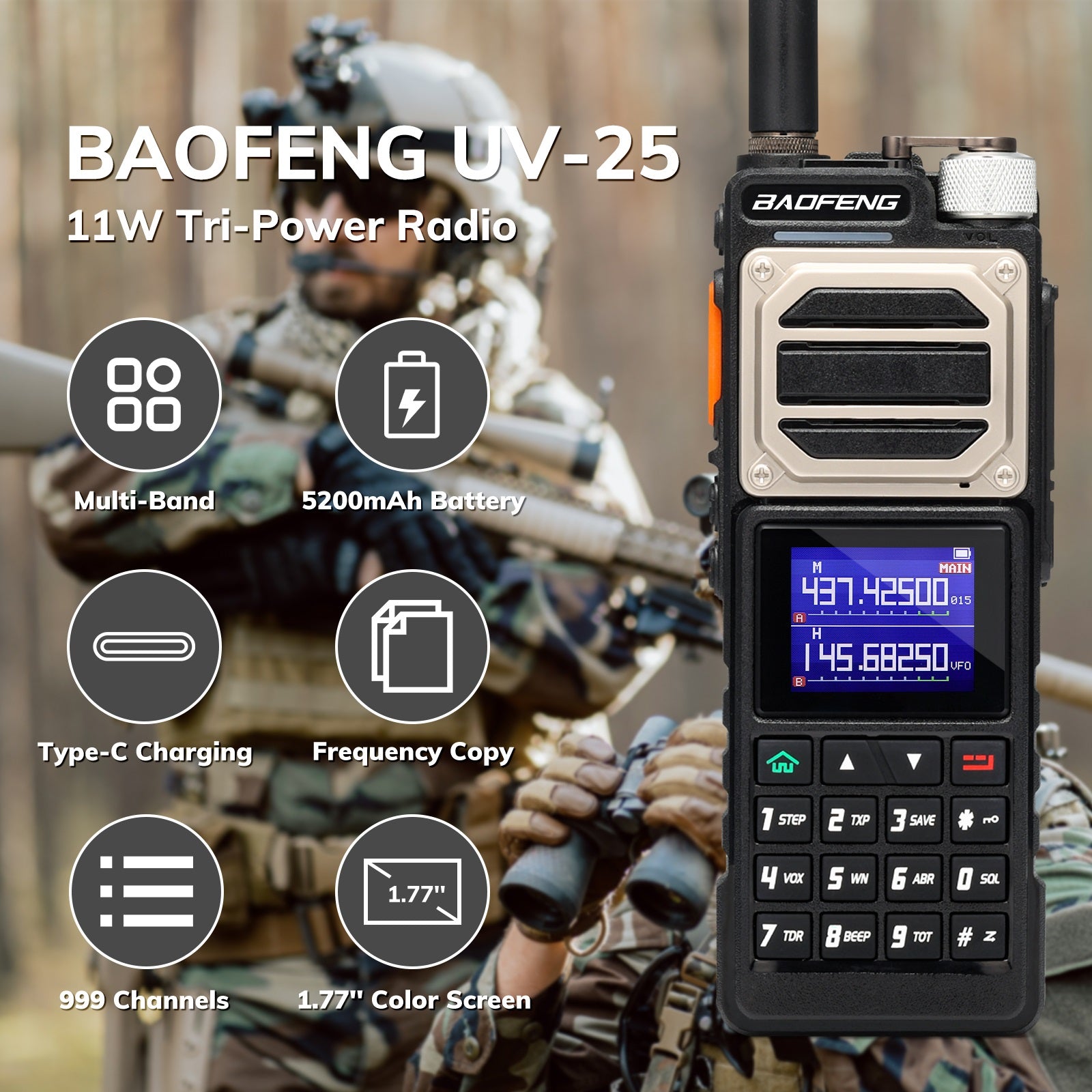 UV-25 11W Tri-Power Radio - Baofeng