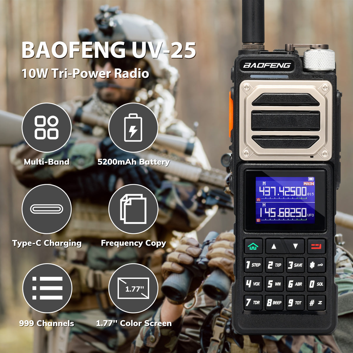 UV-25 10W Tri-Power Radio – Baofeng